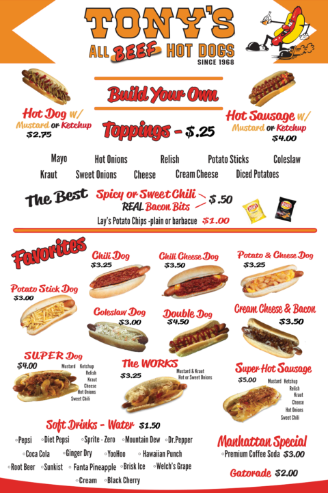 Menu | Tony's Hot Dogs